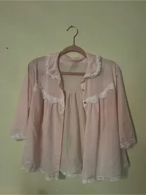 Intimates & Sleepwear | Vintage Light Pink Lacetrim Button Front ...